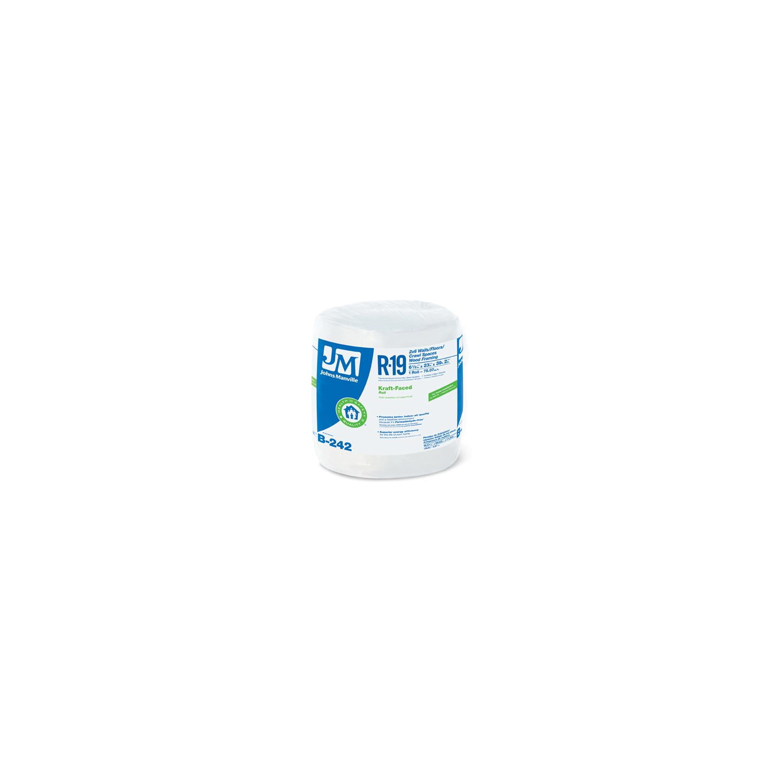 "Johns Manville R19 Kraft-Faced Fiberglass Insulation Roll, 75.07 Sq ...
