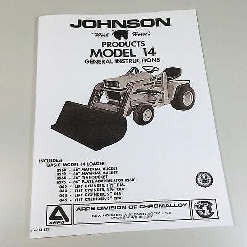 Johnson 14 Loader Tractor Owners Operators Manual Instructions Parts ...