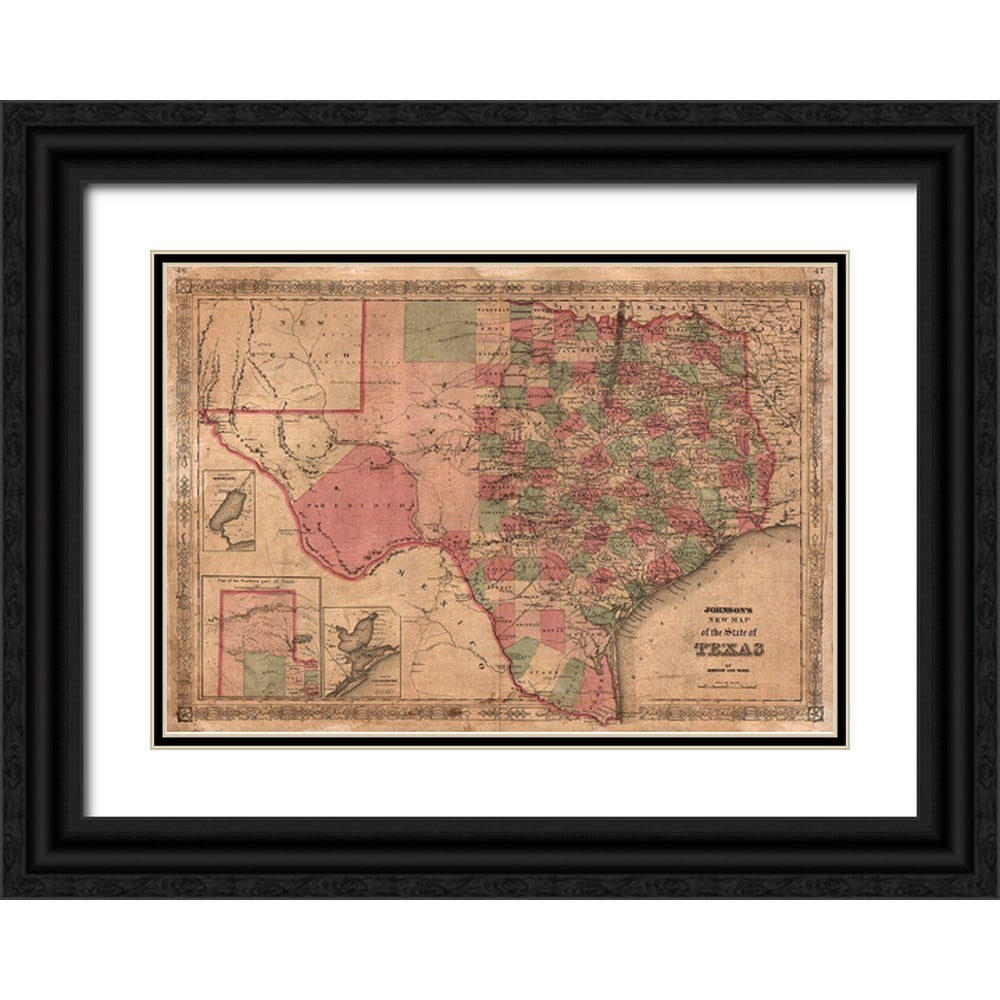 Johnson 14x11 Black Ornate Wood Framed with Double Matting Museum Art ...