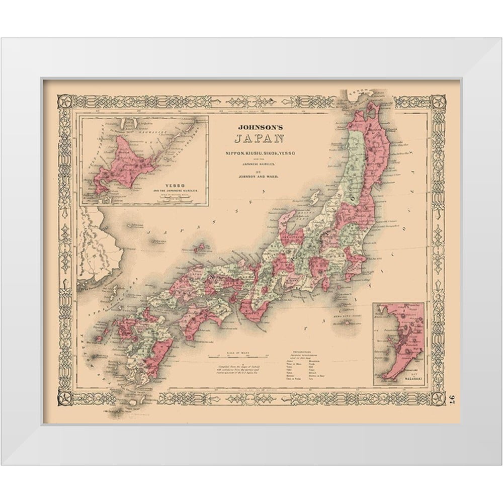 Johnson 31x26 White Modern Wood Framed Museum Art Print Titled - Japan ...