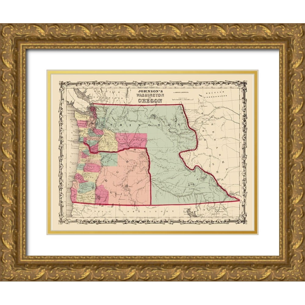 Johnson 32x26 Gold Ornate Wood Framed with Double Matting Museum Art ...