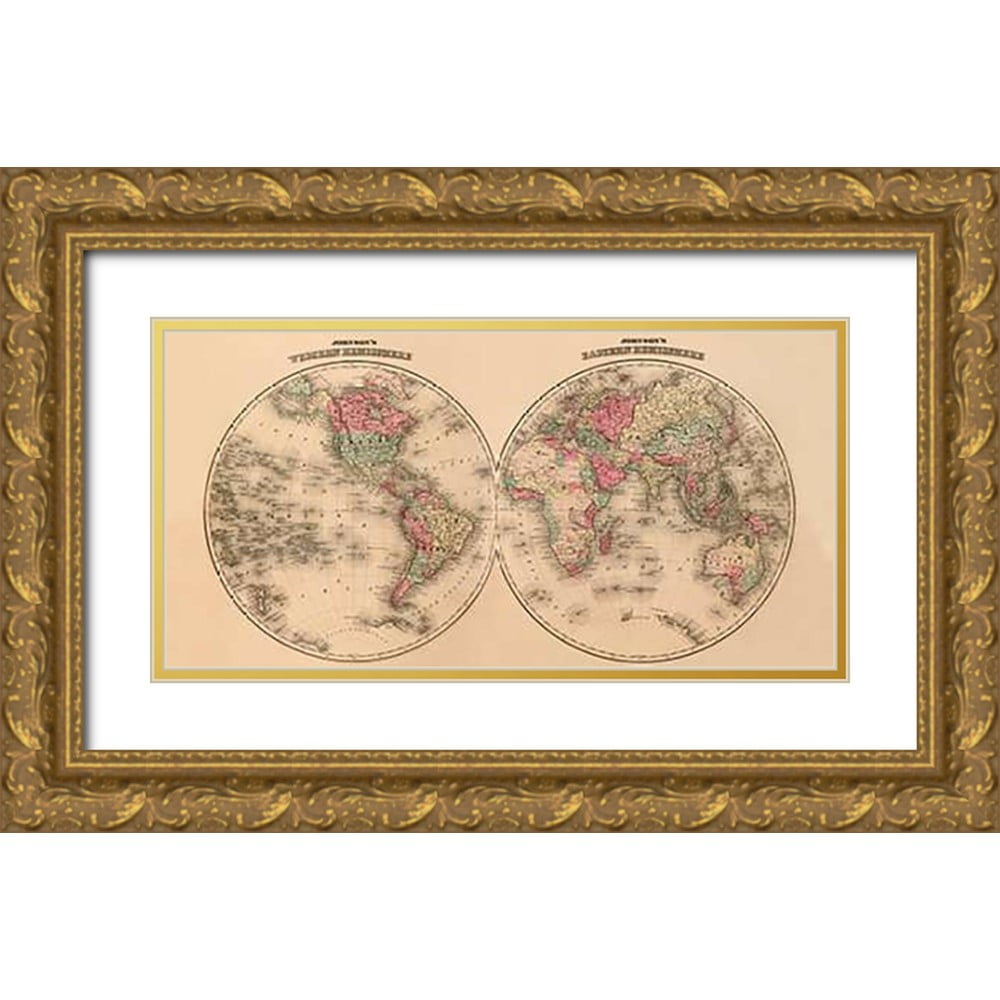 Johnson, A.J. 18x11 Gold Ornate Wood Framed with Double Matting Museum ...