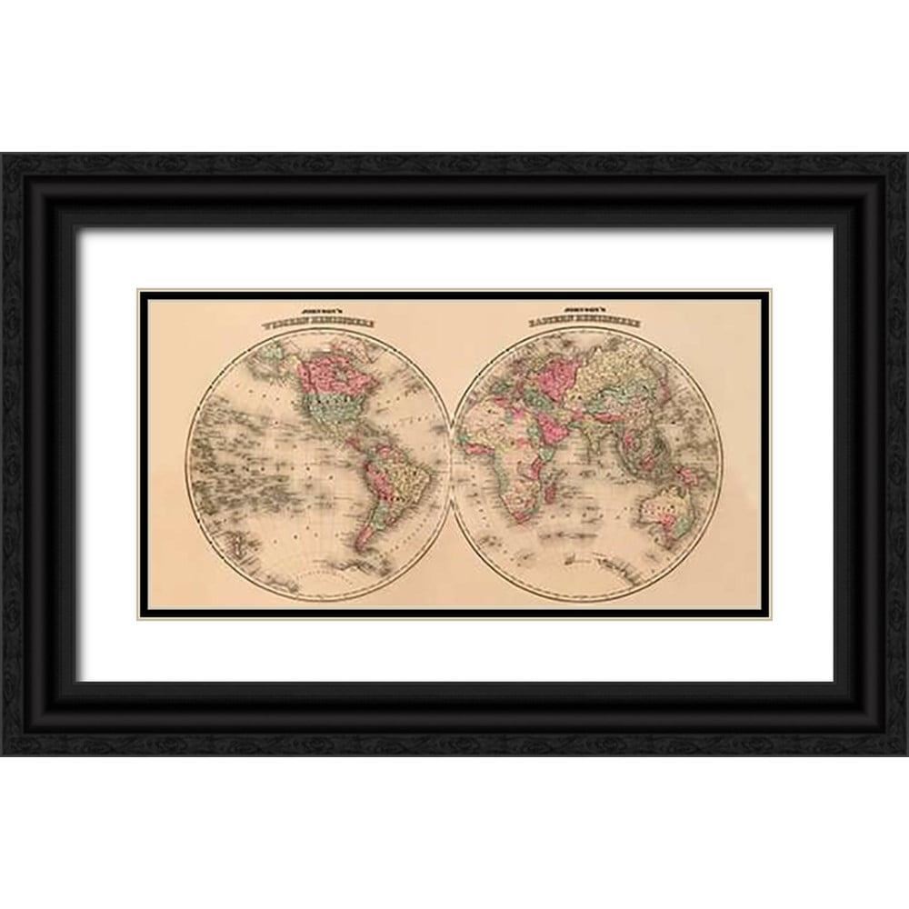 Johnson, A.J. 32x18 Black Ornate Wood Framed with Double Matting Museum ...