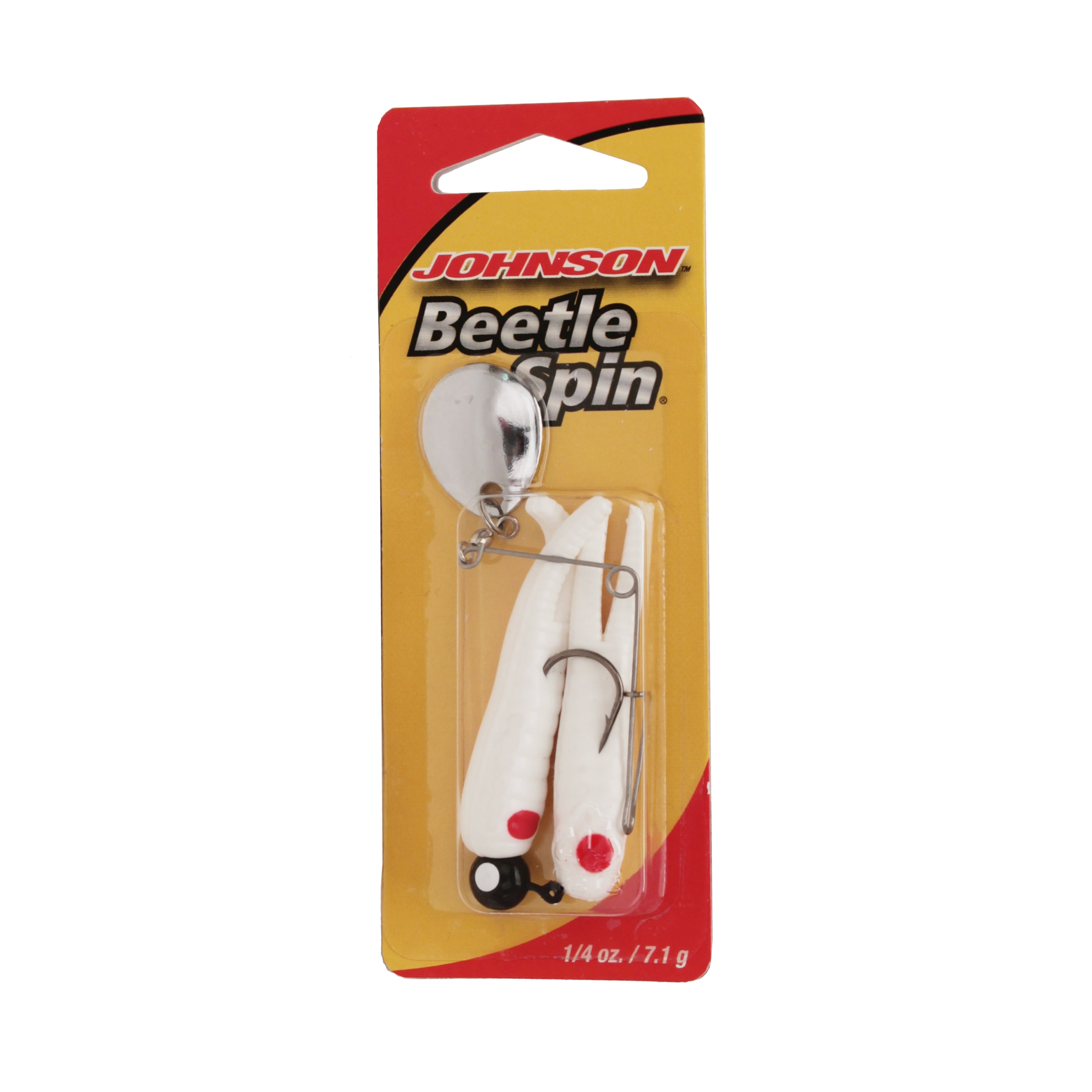 Johnson Fishing Beetle Spin Nickel Blade Fishing Bait 2 inch White Red ...