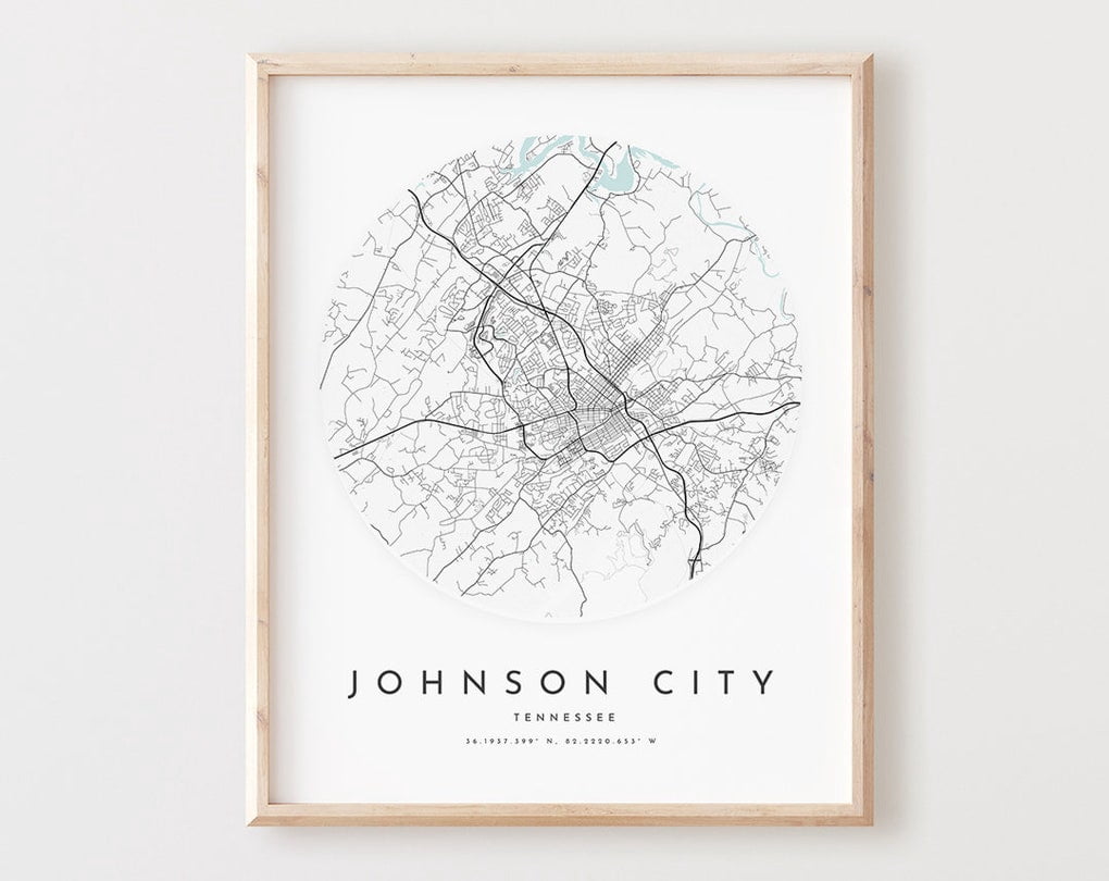 Johnson City Map Print, Johnson City Map Poster City Wall Art, Tn Road ...