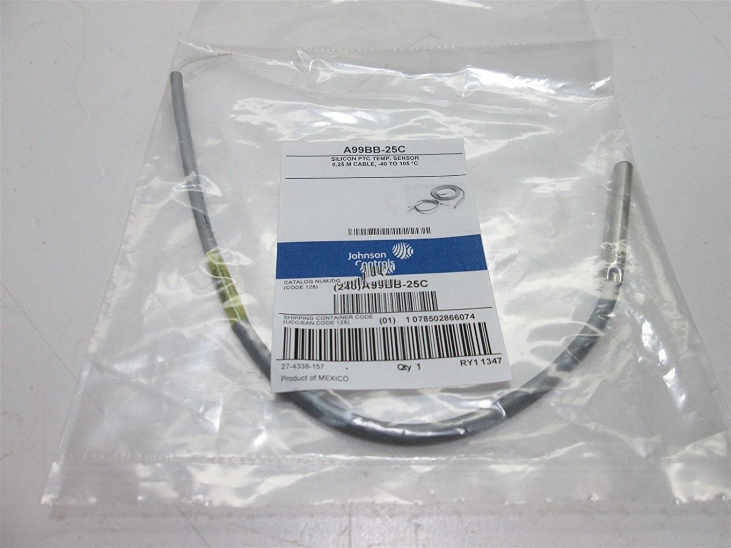 Johnson Controls A99BB-25C Temperature Sensor, PVC Cable CA1 - Walmart.com