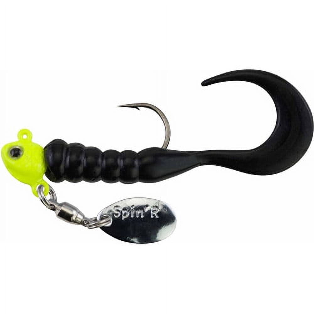 Johnson Crappie Buster Spin'R Grub Fishing Lure, Chartreuse/Black, 2 in ...