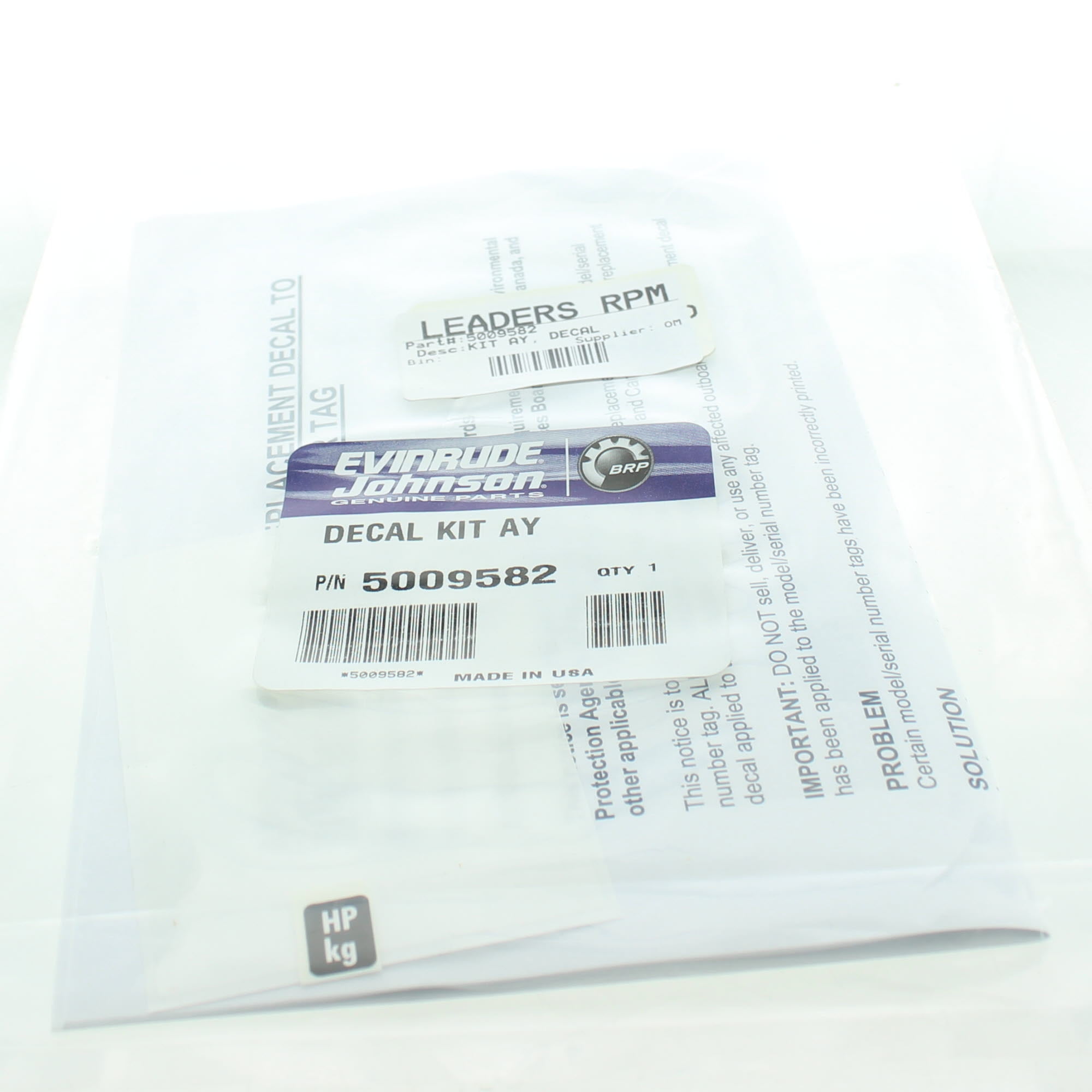 Johnson Evinrude OMC New OEM Kit Ay, Decal, 5009582 - Walmart.com