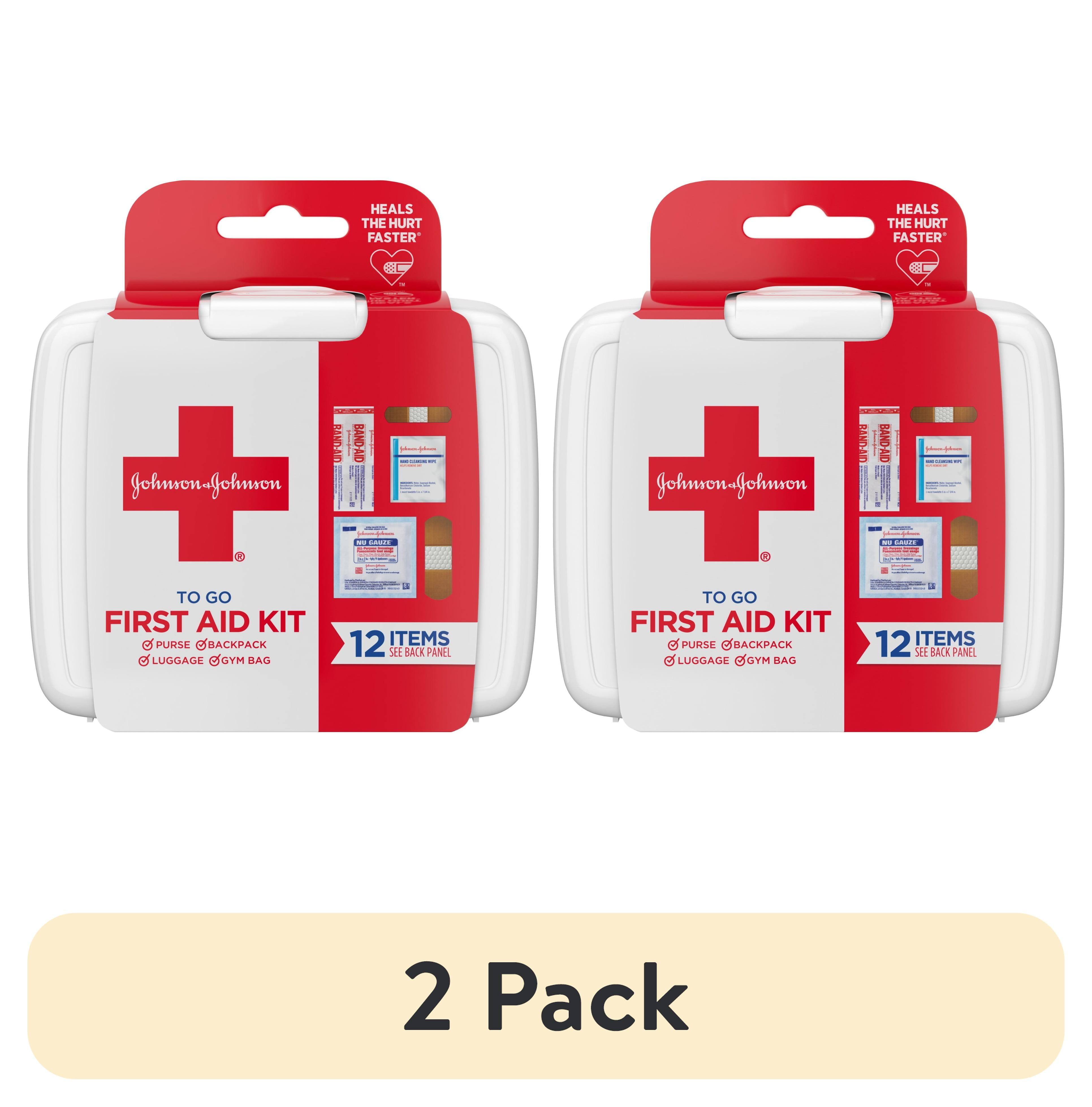 (2 pack) Johnson & Johnson First Aid To Go Portable Mini Travel Kit, 12 ...