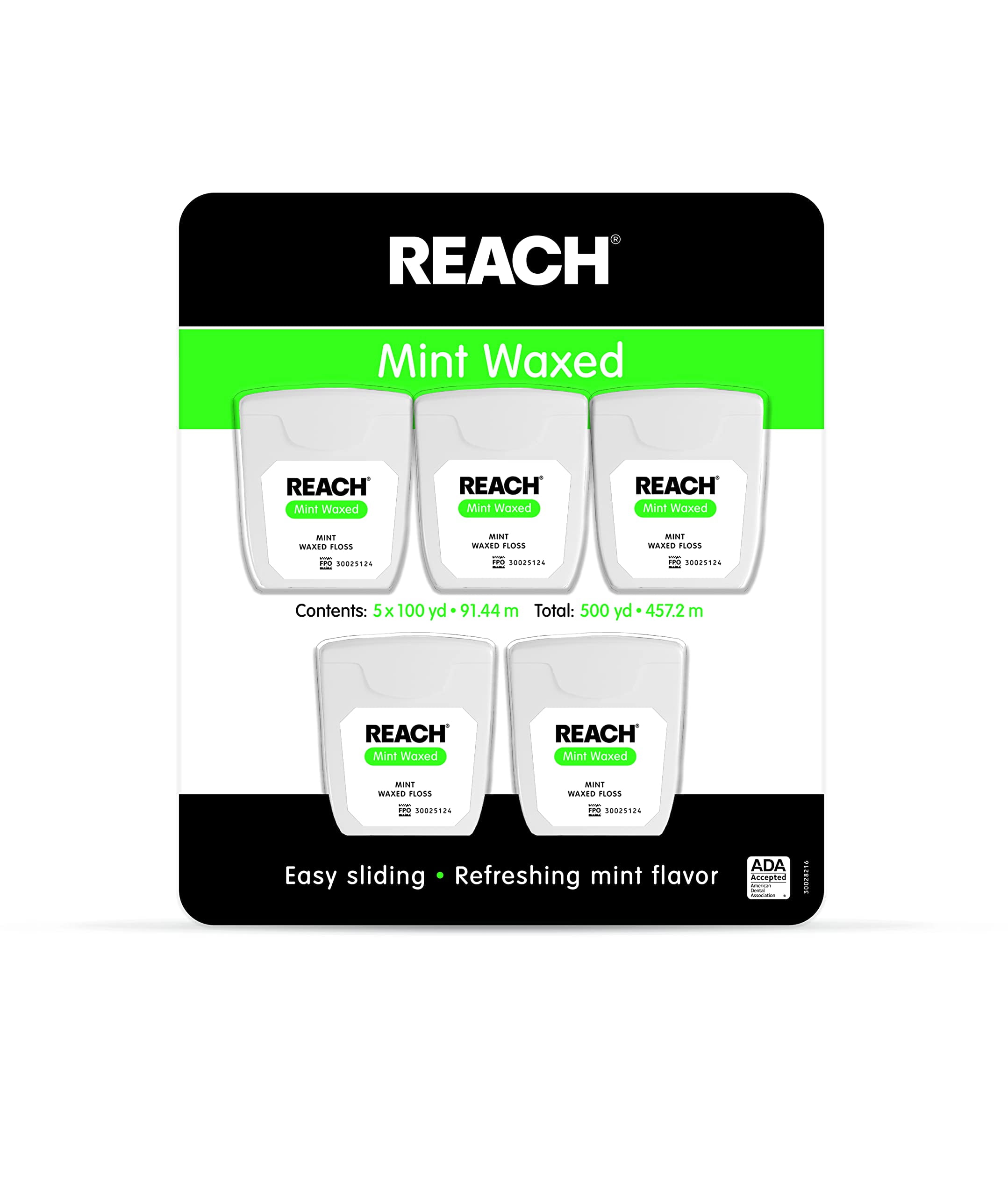 Johnson & Johnson Reach Mint Waxed Dental Floss, 5 Count Package May ...