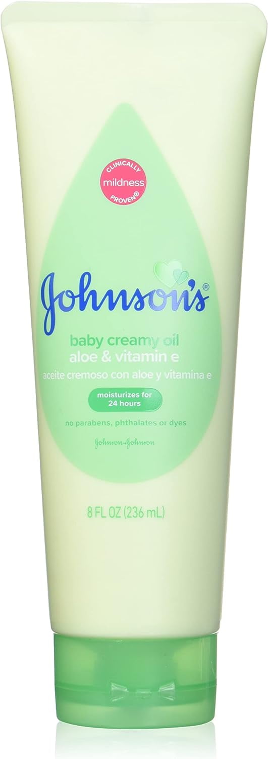 Johnson's Baby Creamy Oil with Aloe & Vitamin E for Delicate Skin, Non ...