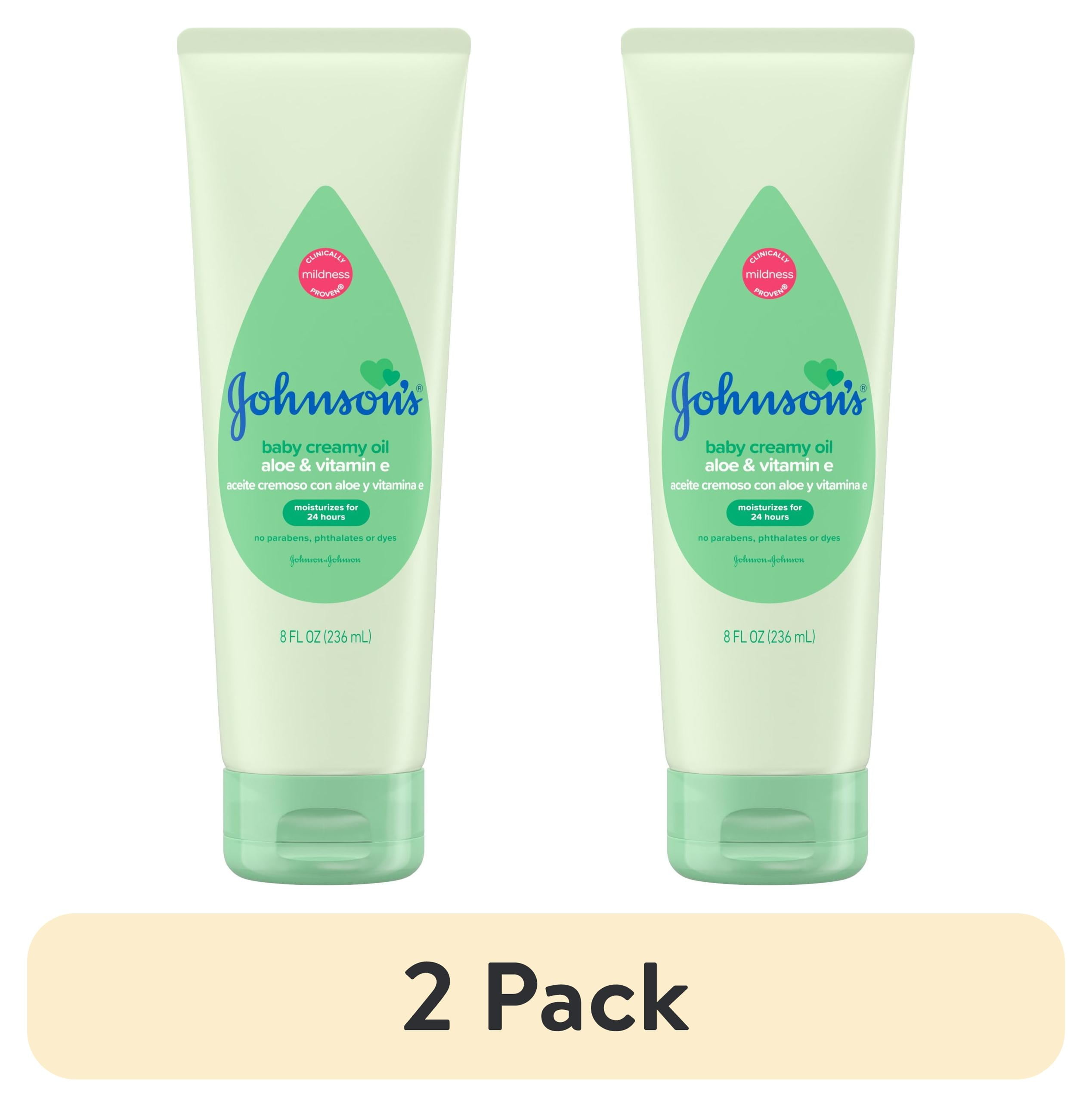 (2 pack) Johnson's Skin Nourish Creamy Oil + Aloe Scent & Vitamin E, 8 ...