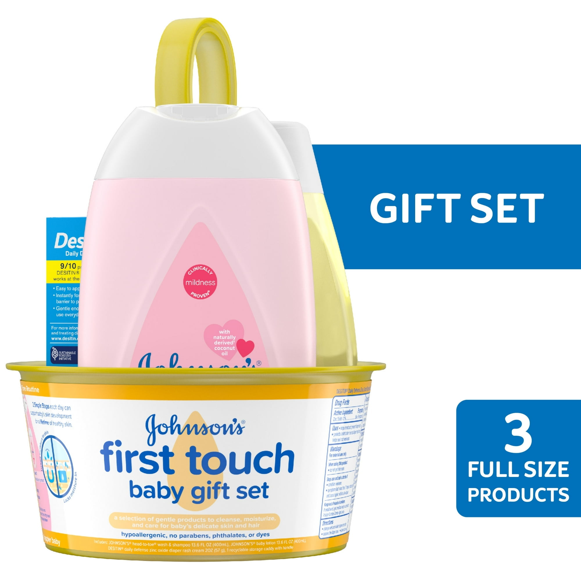 Johnson's First Touch Baby Gift Set with Baby Lotion, Diaper Cream and ...