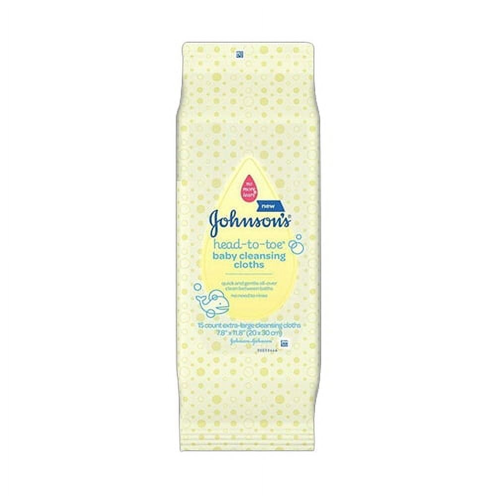 Johnsons Head To Toe Baby Cleansing Cloths, Extra Large 7.8 inc X11 ...