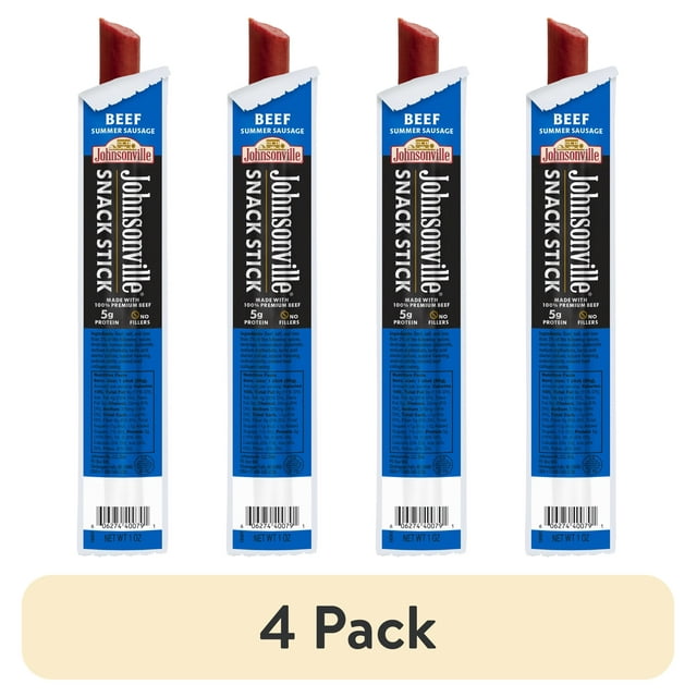 (4 pack) Johnsonville Beef Summer Sausage Snack Sticks 1 oz stick ...