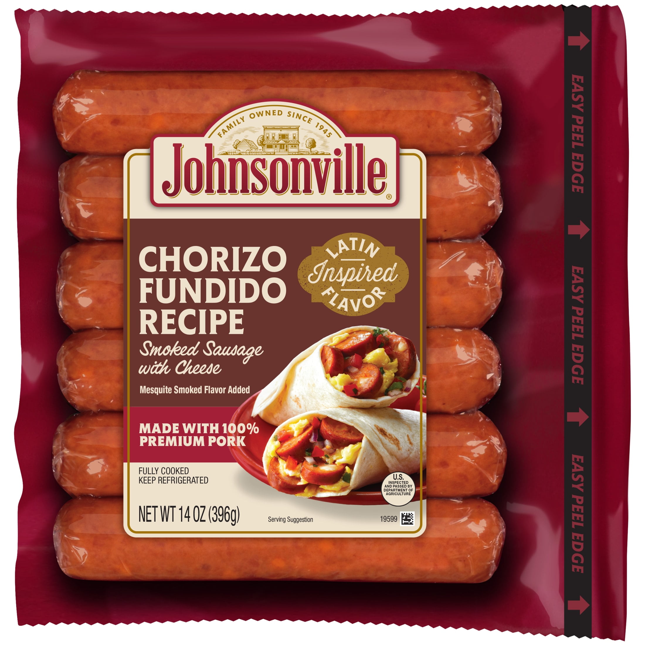 Johnsonville Cooked Chorizo Fundido Pork Sausage Links 14oz package ...