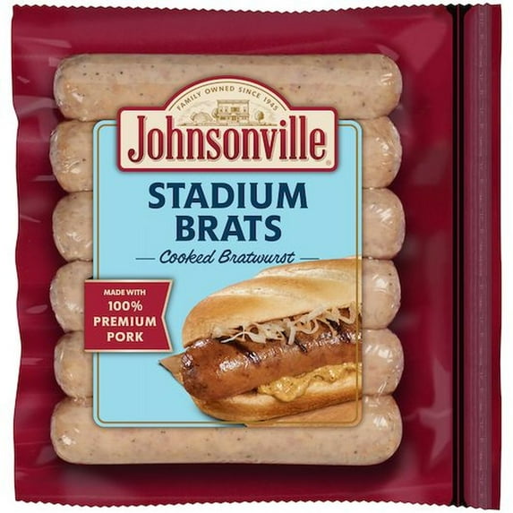 Johnsonville Stadium Brats, Fully Cooked Sausage, 14 Ounce, 10 per Case ...