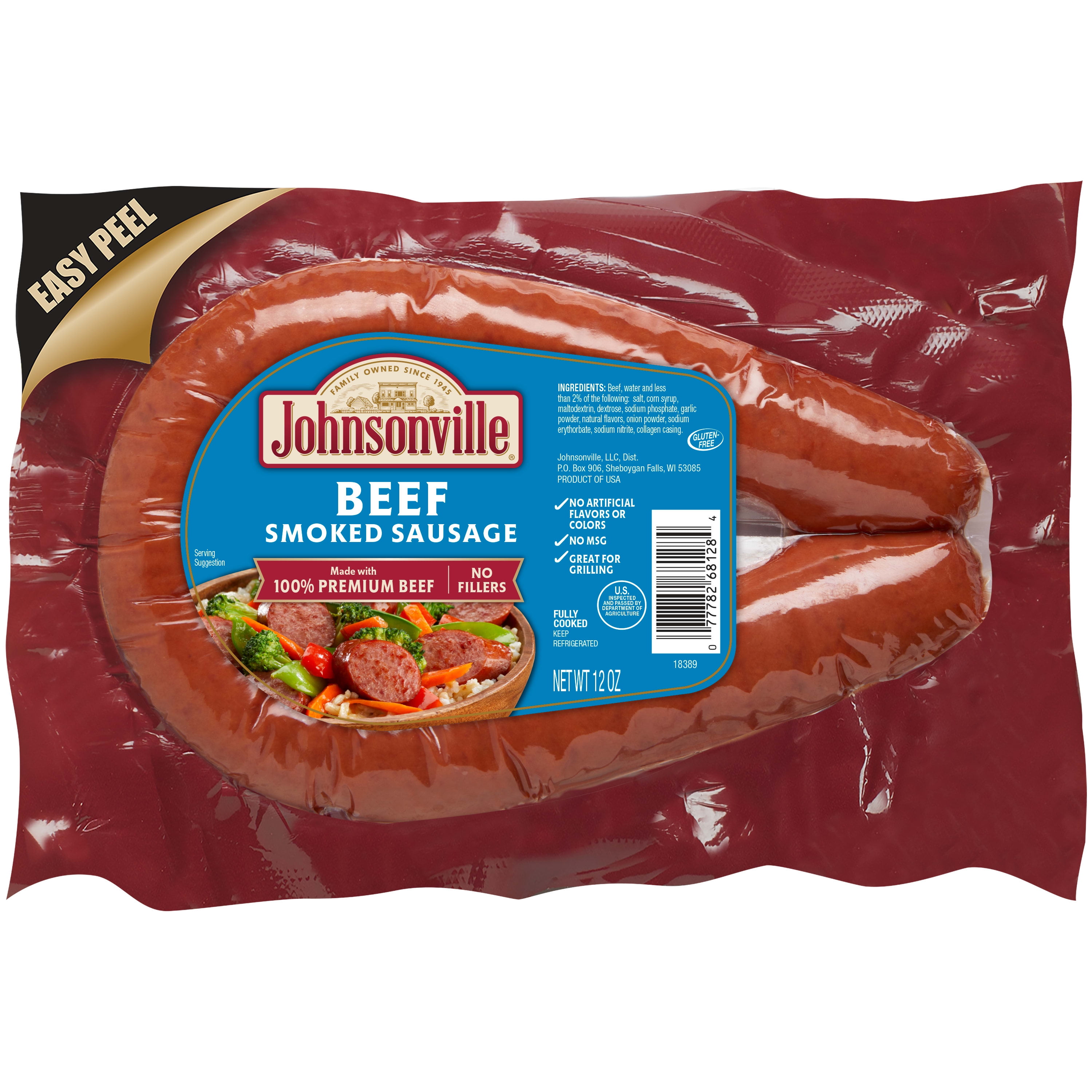 Johnsonville Smoked Beef Rope Sausage 12oz package - Walmart.com