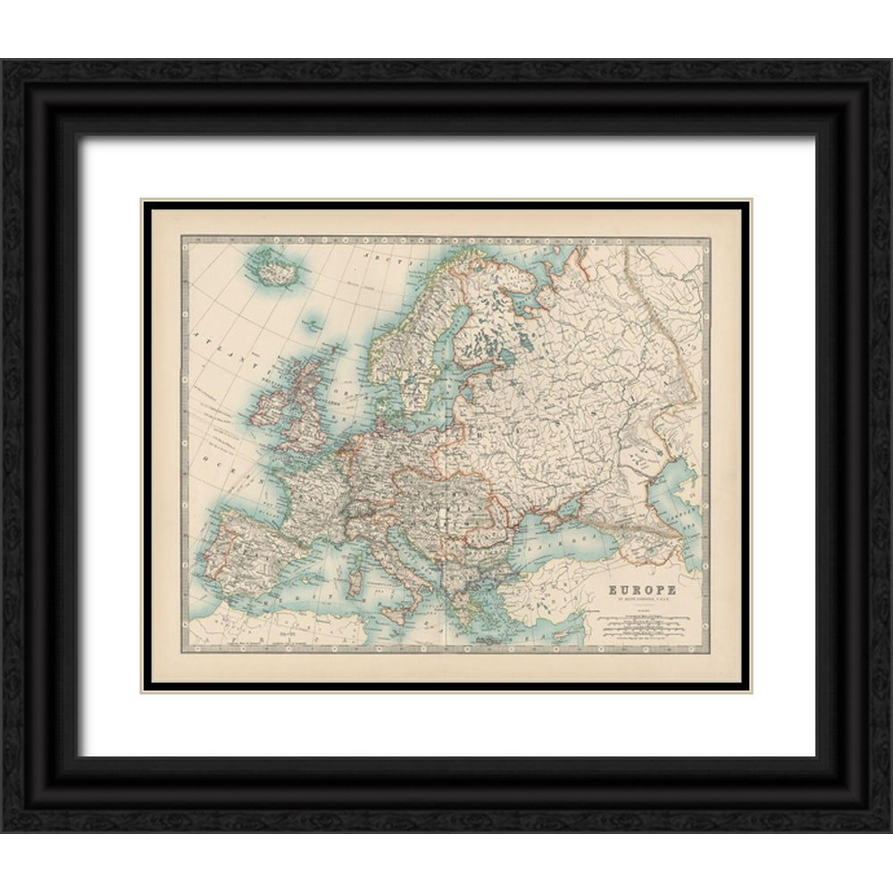 Johnston 24x20 Black Ornate Wood Framed with Double Matting Museum Art ...