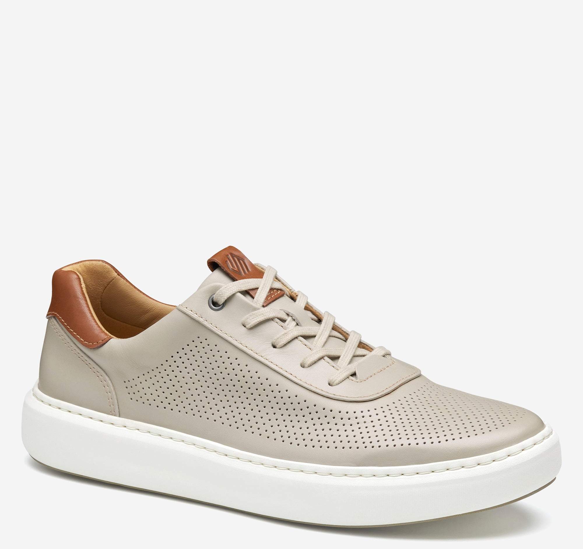 Johnston & Murphy Men's Anders Perfed U-Throat, Color: Beige Full Grain ...