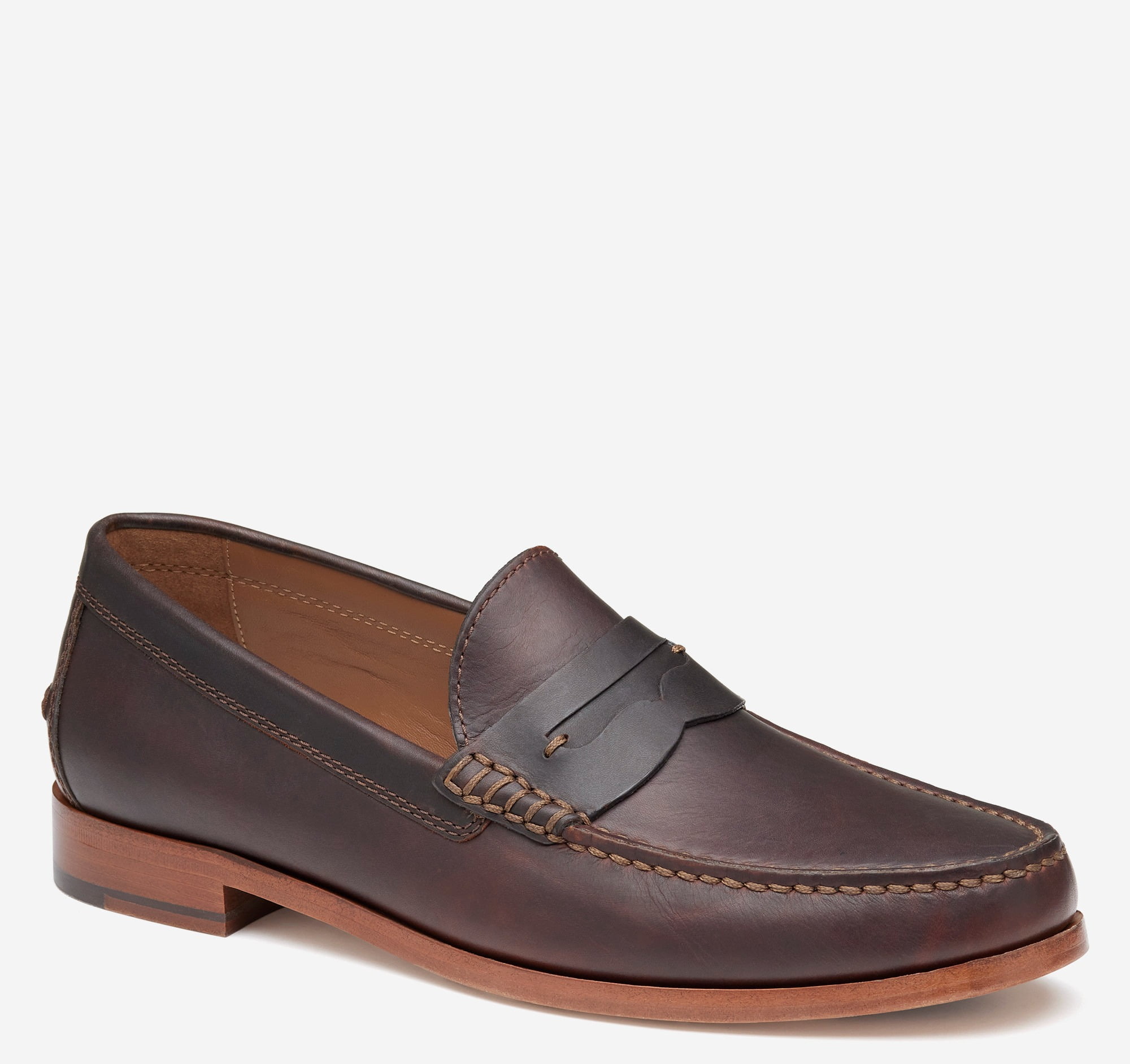 Johnston & Murphy Men's Baldwin Penny Loafer, Color: Dark Brown English ...