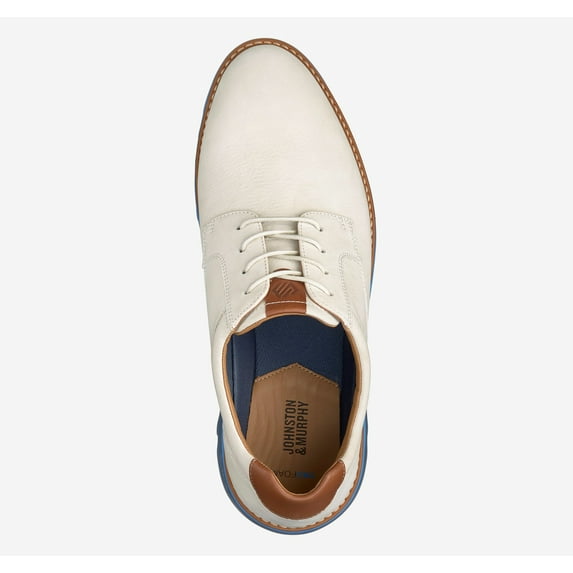 Johnston & Murphy Men's Braydon Plain Toe, Color: Off-White Nubuck ...