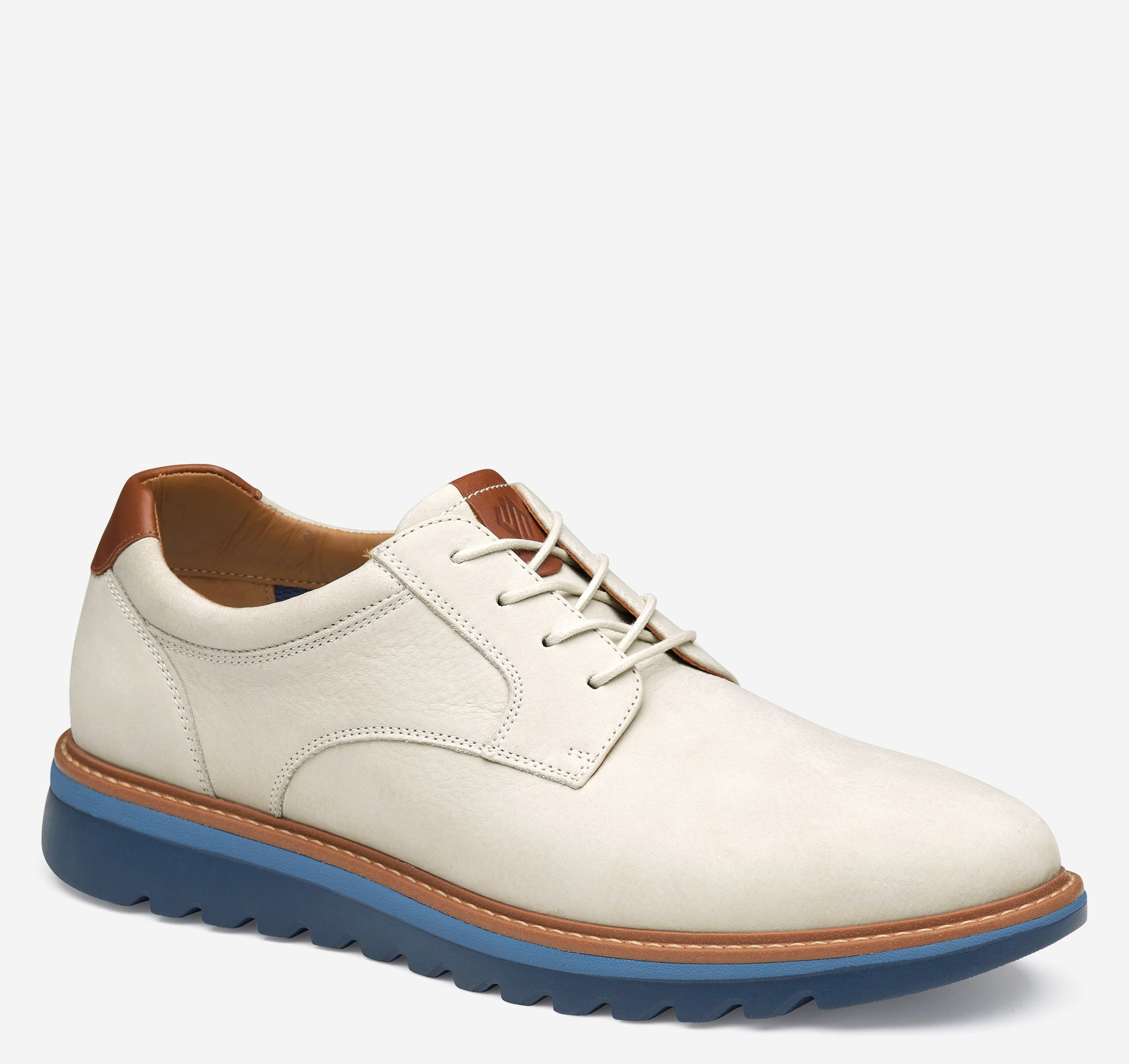 Johnston & Murphy Men's Braydon Plain Toe, Color: Off-White Nubuck ...