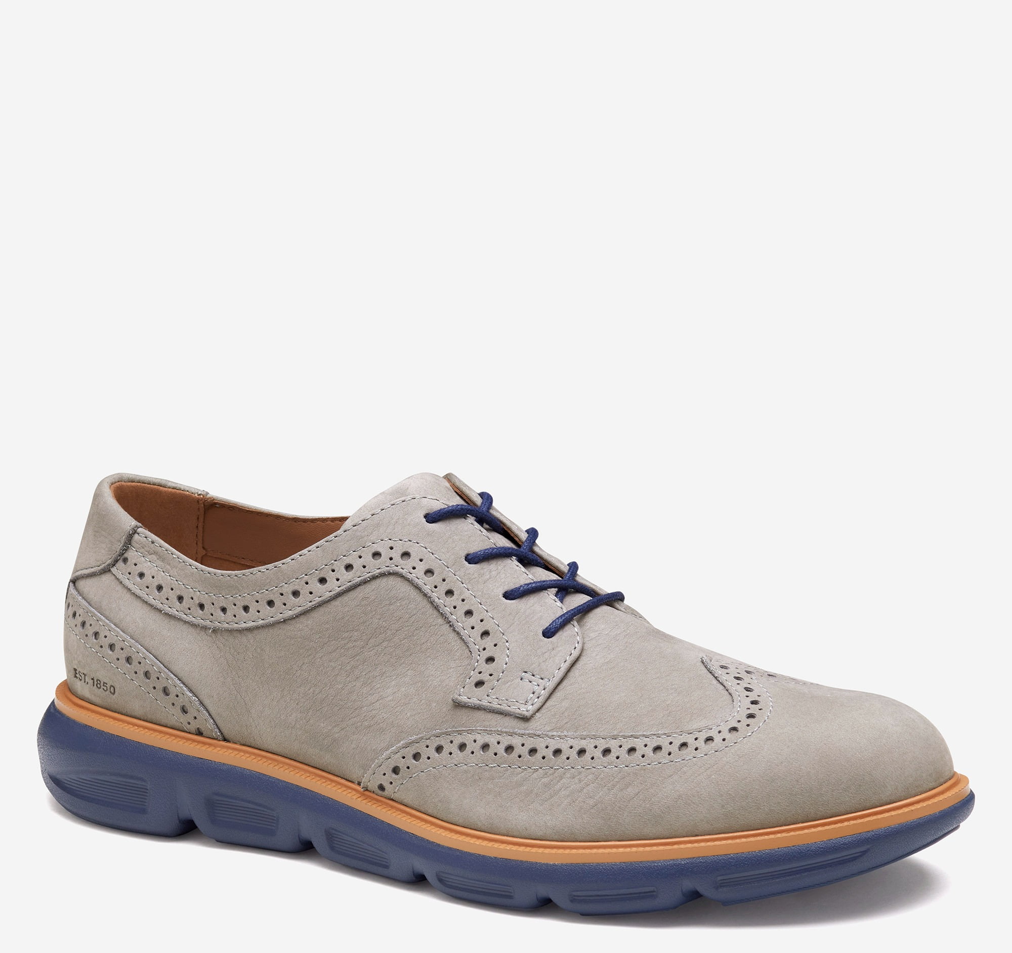 Johnston & Murphy Men's Larkin Wingtip, Color: Gray Nubuck: Medium/D ...
