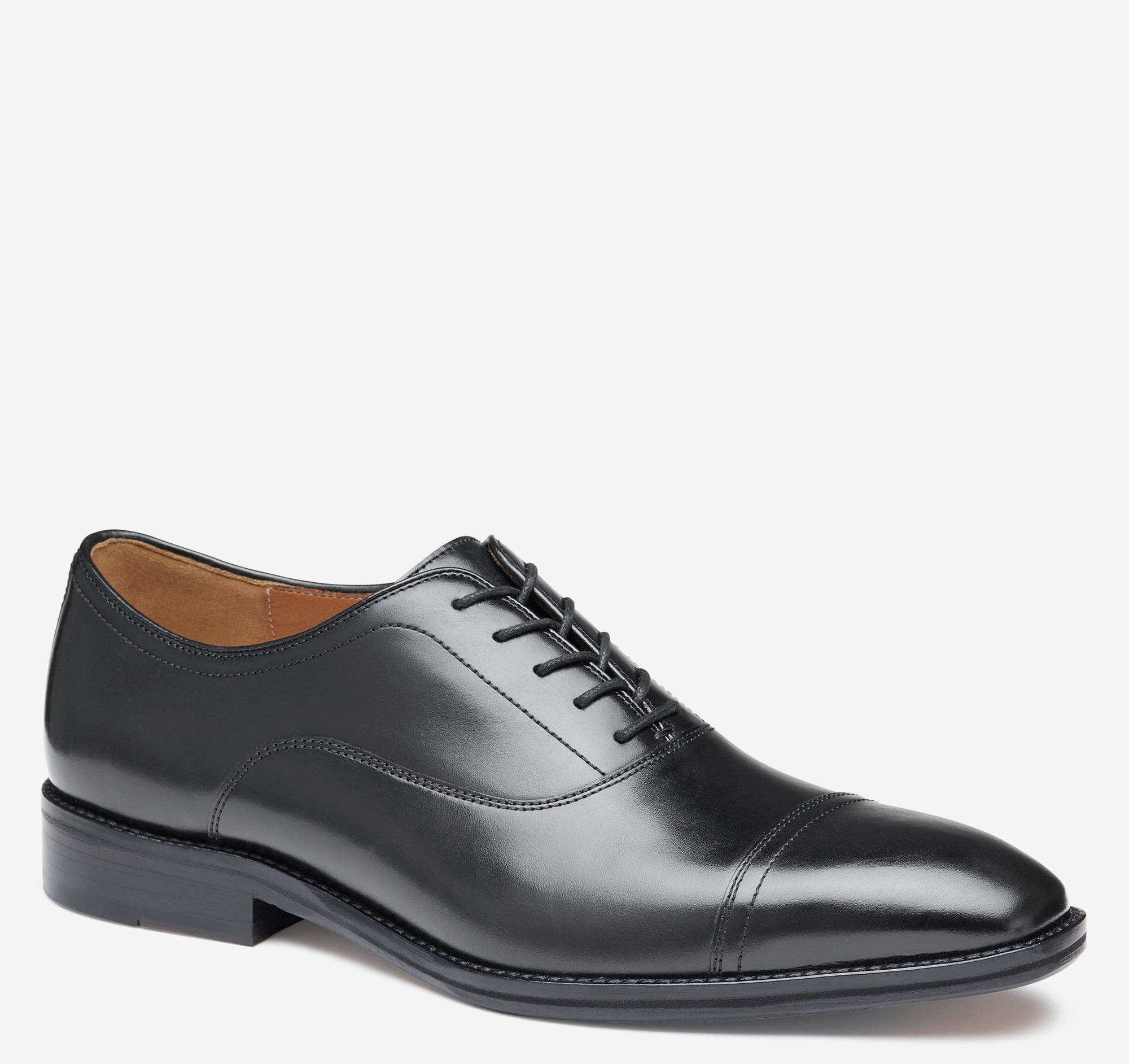 Johnston & Murphy Men's Sullivan Cap Toe, Color: Black Italian Calfskin ...