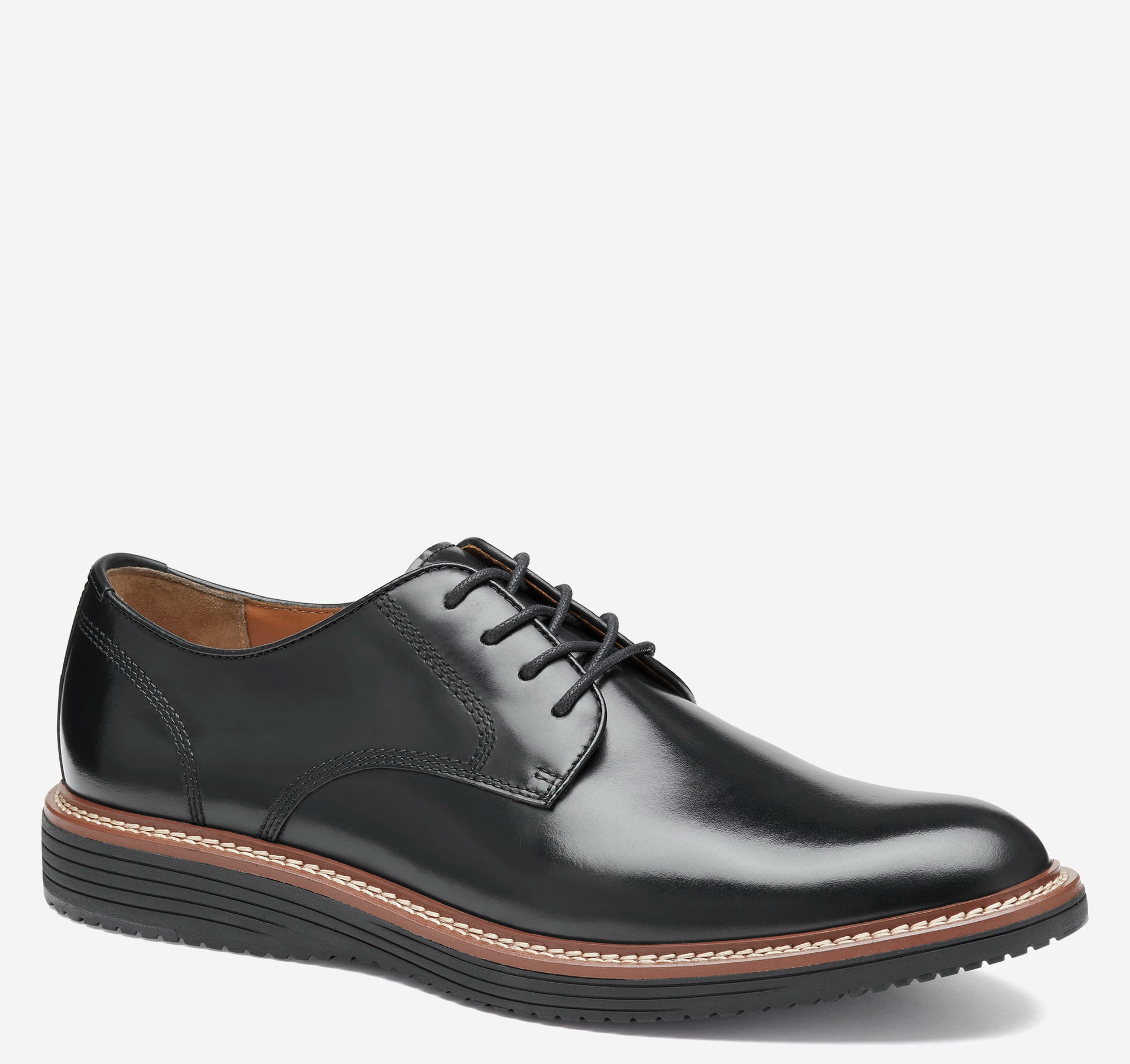 Johnston & Murphy Men's Upton Dress Plain Toe, Color: Black Full Grain ...