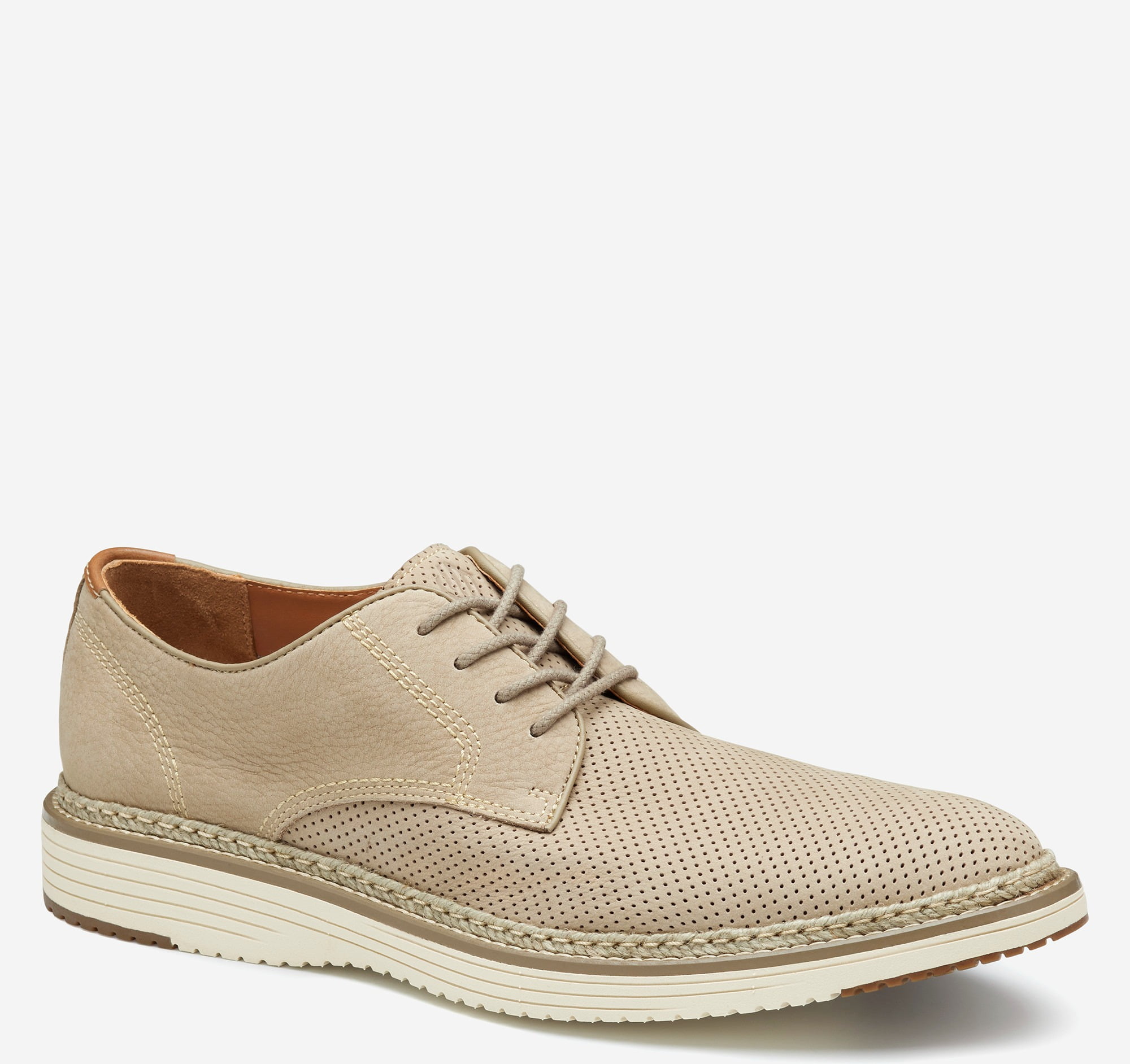 Johnston & Murphy Men's Upton Perfed Plain Toe, Color: Taupe Nubuck ...