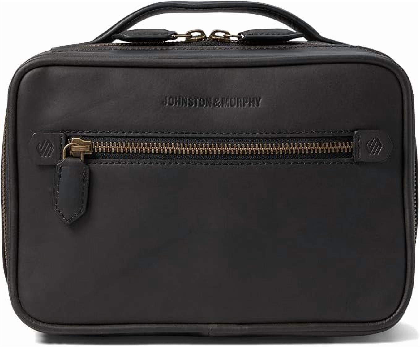 Johnston & Murphy Rhodes Leather Toiletry Travel Shave Kit - Black ...