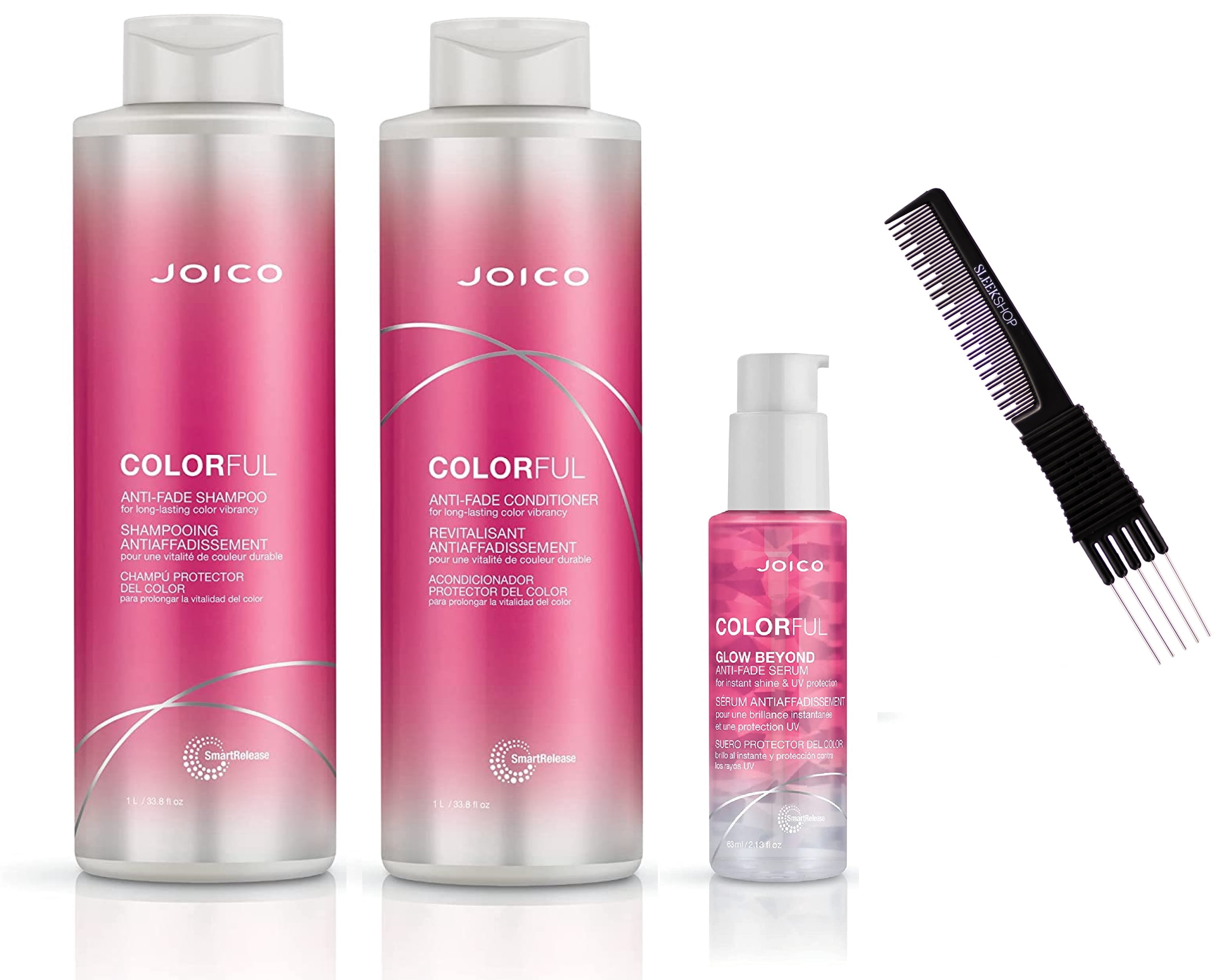 Joico COLORFUL Anti-Fade Shampoo, Conditioner, & Glow Beyond Serum TRIO ...
