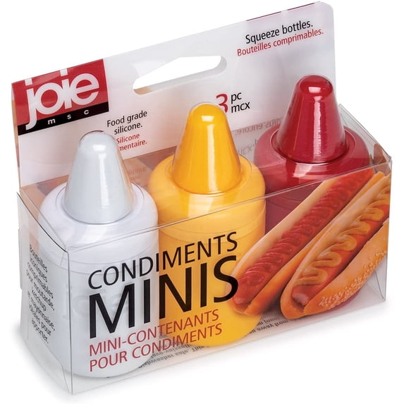 Joie Mini Squeeze Bottles with Nozzle Caps, Set of 3, Silicone, Red ...