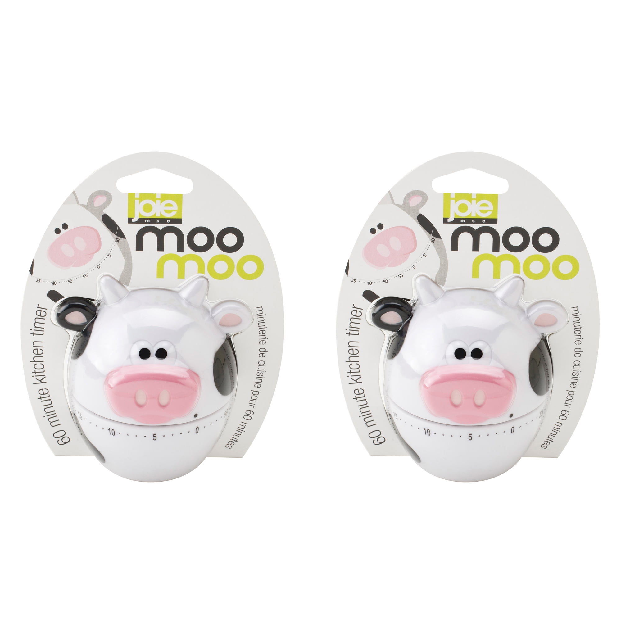 Joie Moo Moo Cow Mechanical Kitchen Timer, Up to 60-Minutes, Set of 2 ...