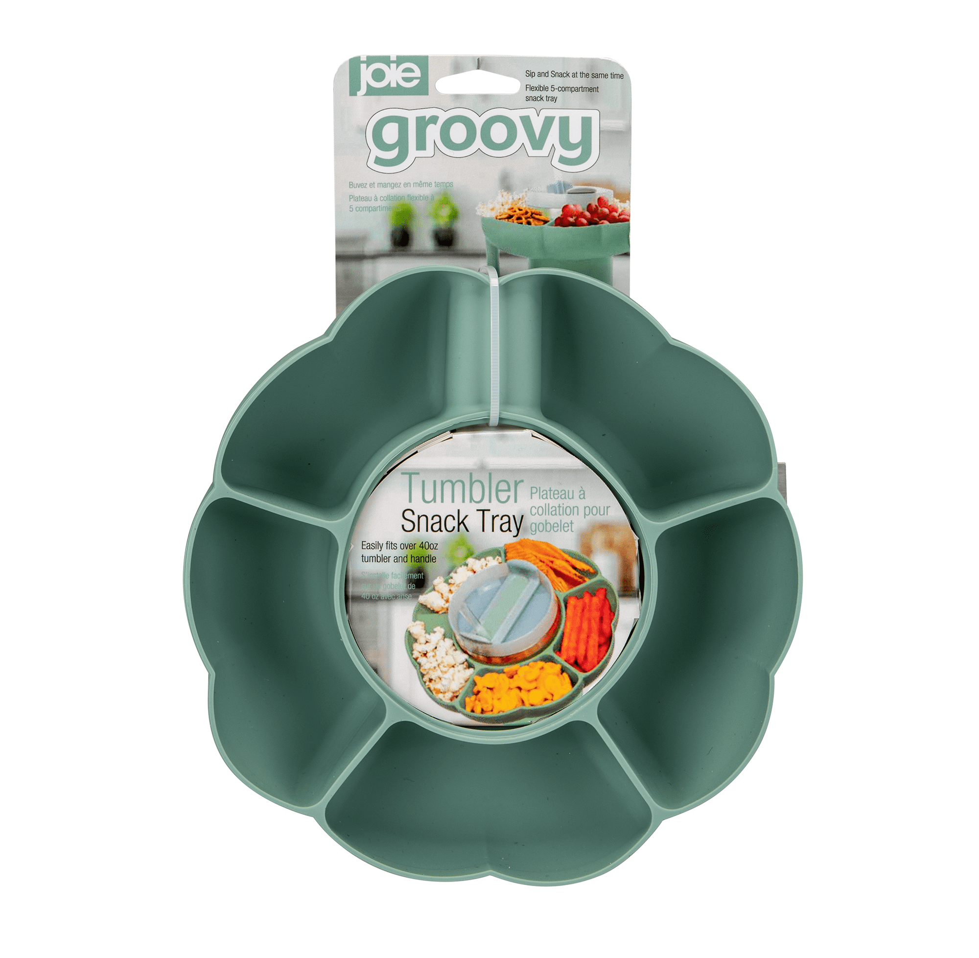 Joie Silicone Groovy Tumbler Snack Tray, Green, Fits Over 40-Ounce ...