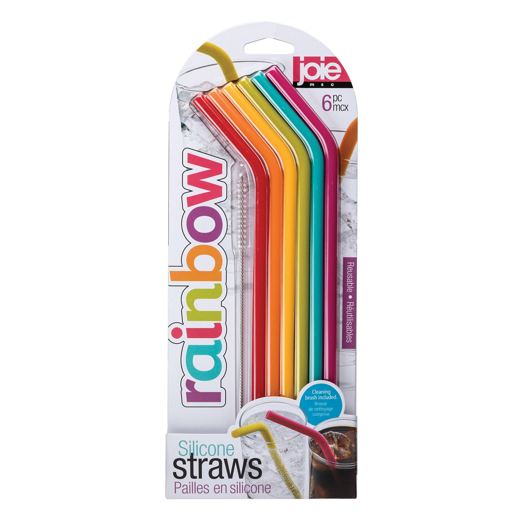 Joie High Quality Silicone Straws, Flexible, BPA Free, Set of 6 with ...