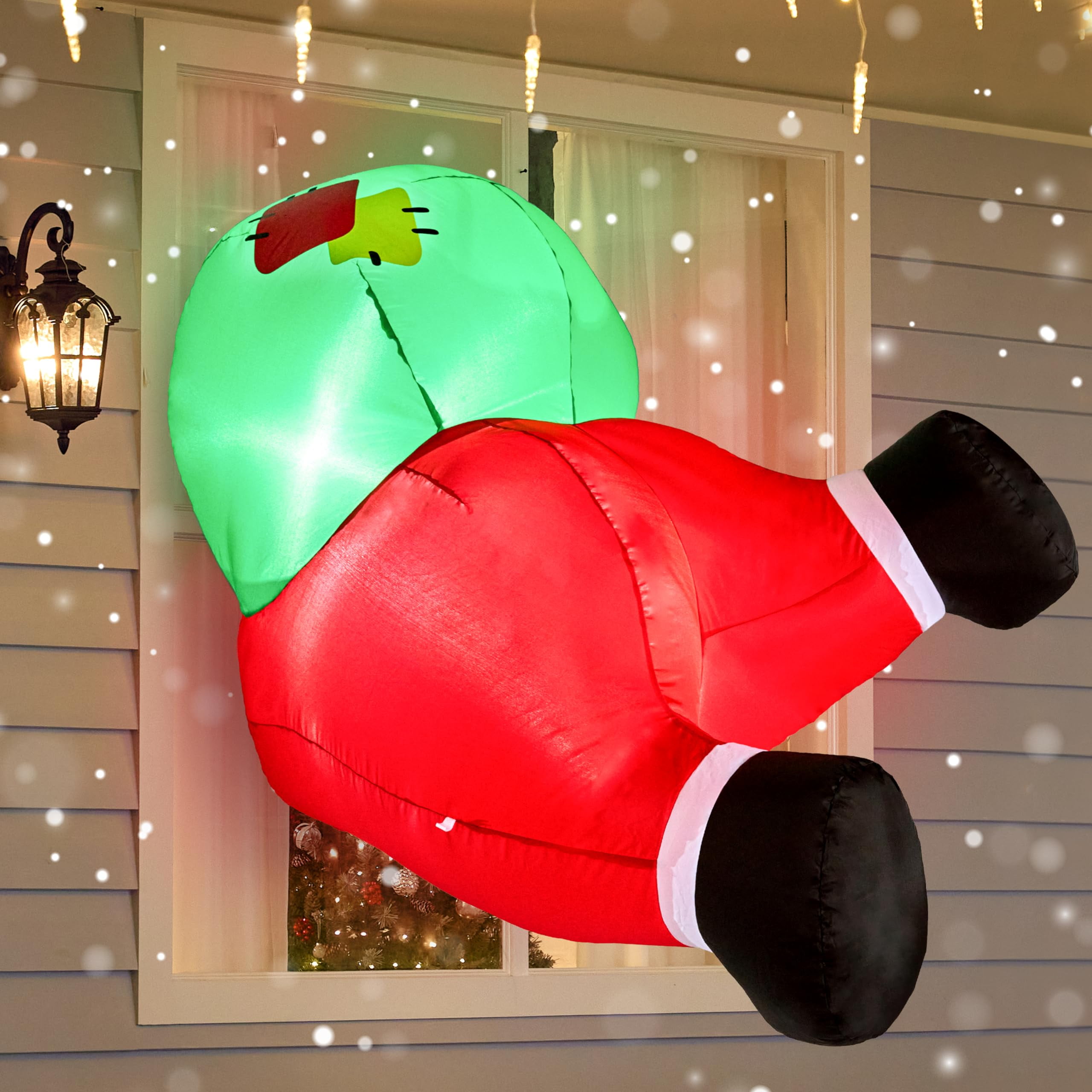 Joiedomi 3 FT Christmas Inflatable Santa Butt Stuck Broke Out from Window, Blow Up Inflatable ...