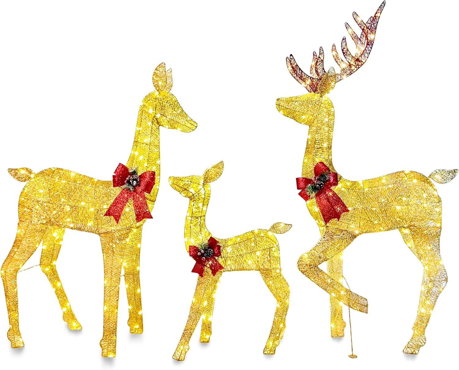 Joiedomi 3 Packs Christmas Decoration Deer Family, 360 LED Lighted ...