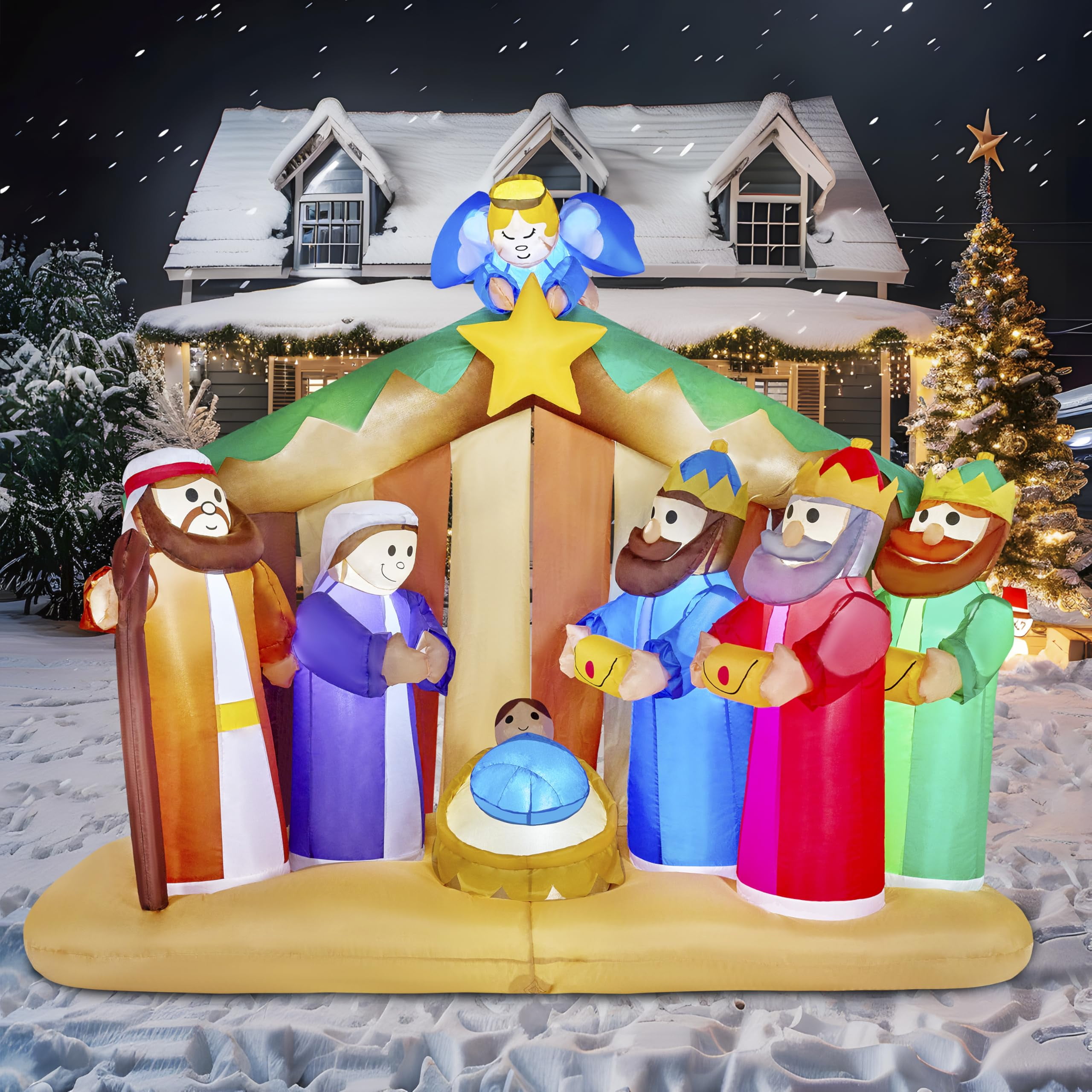 Joiedomi 6.5 ft Christmas Inflatable Nativity Scene with Angels with ...
