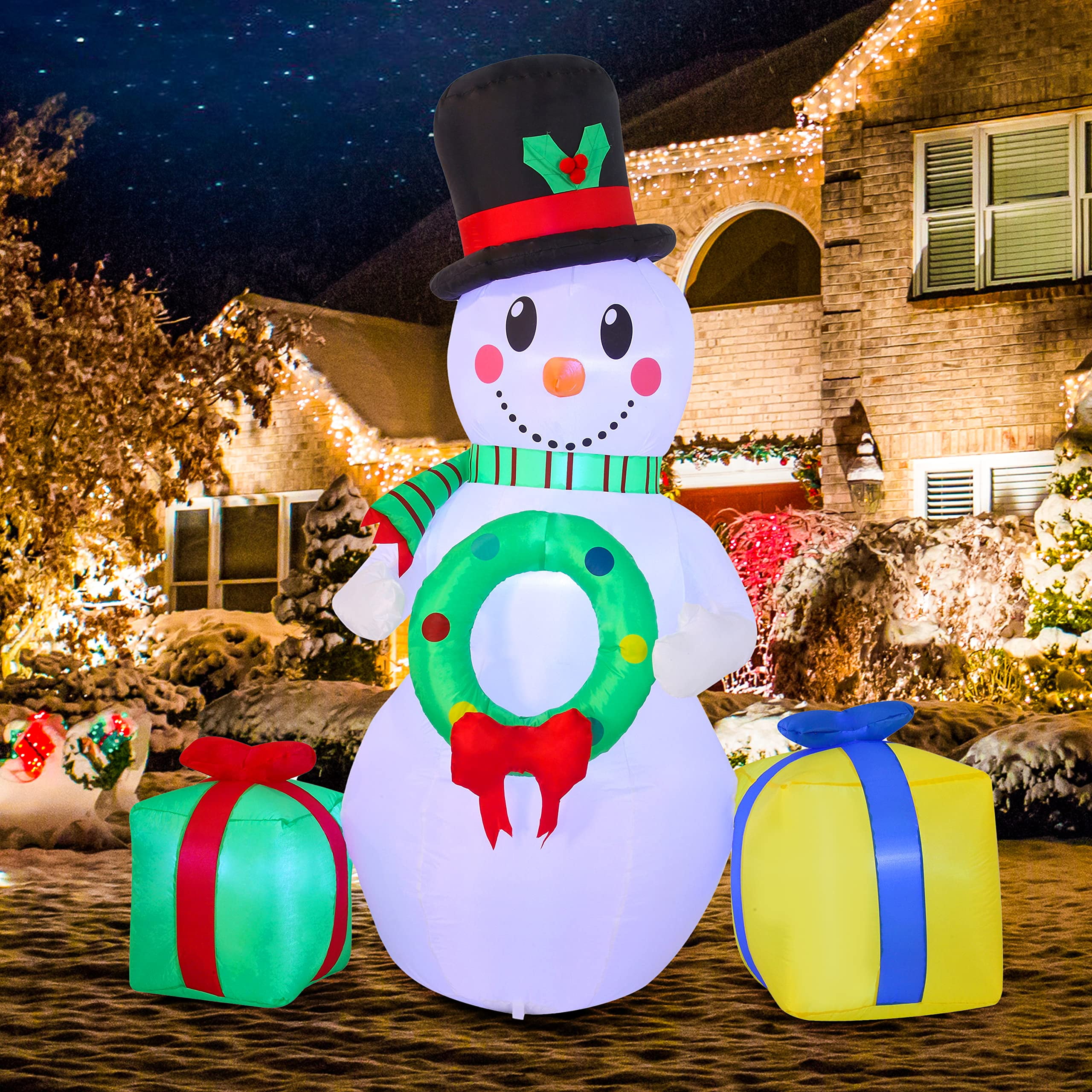 Joiedomi 6 FT Christmas Inflatable Snowman, Blow Up Snowman Holding A ...