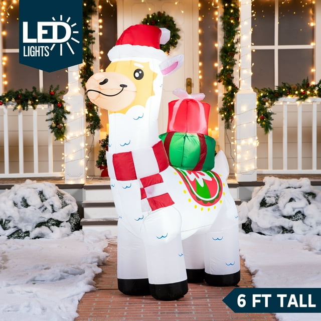 Joiedomi 6 FT Tall Christmas Llama Blow Up Inflatable with Built-in ...