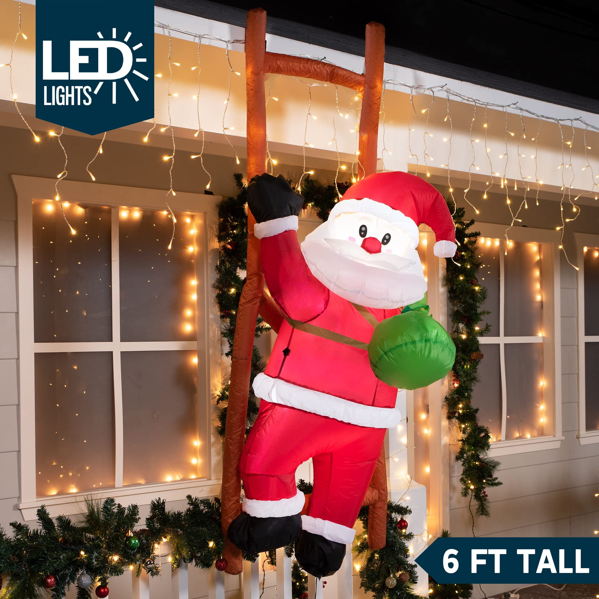 Joiedomi 6 ft Christmas Inflatable Climbing Santa,Hanging Inflatable ...