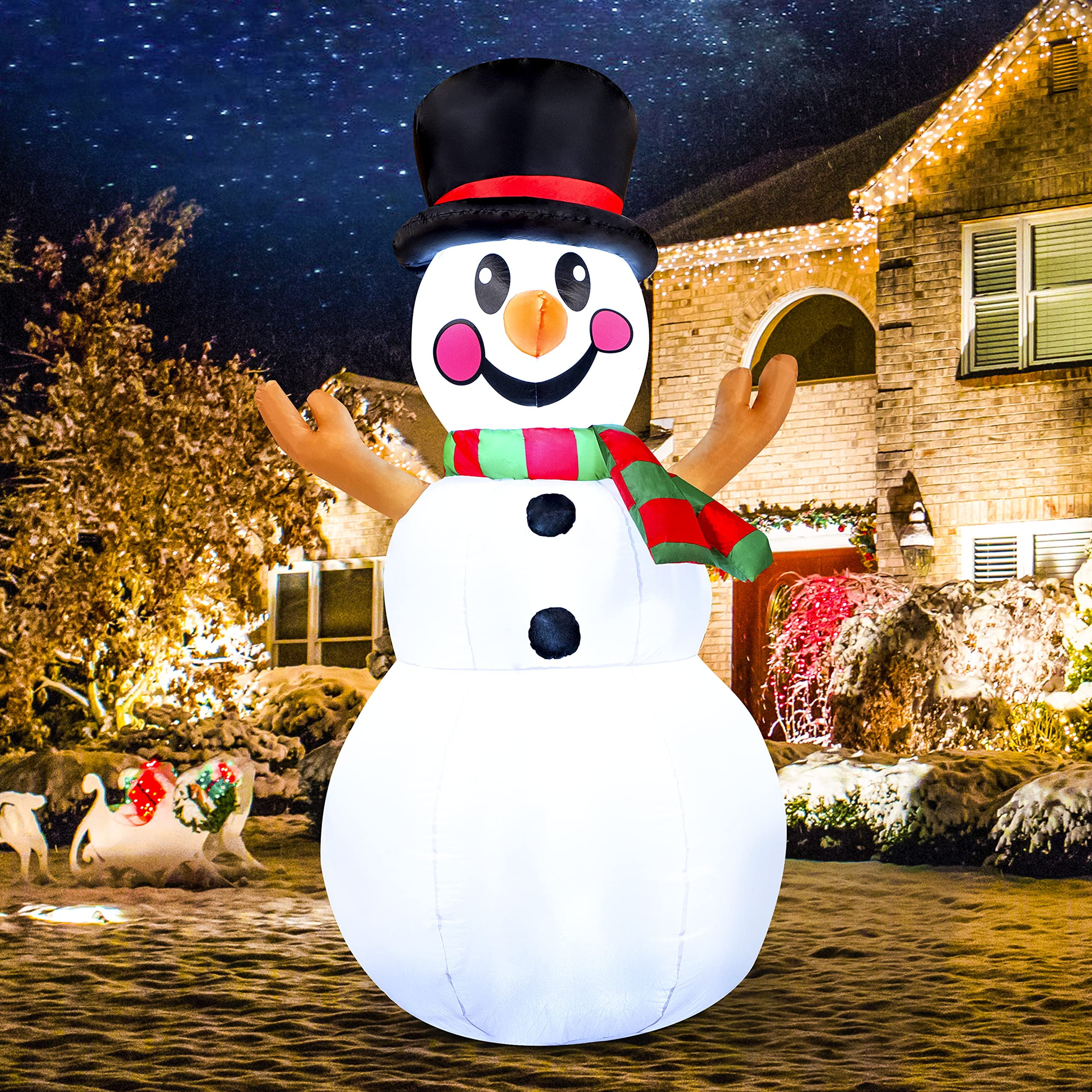 Joiedomi 6ft Christmas Inflatable Snowman with Pop-up LEDs for Indoor ...