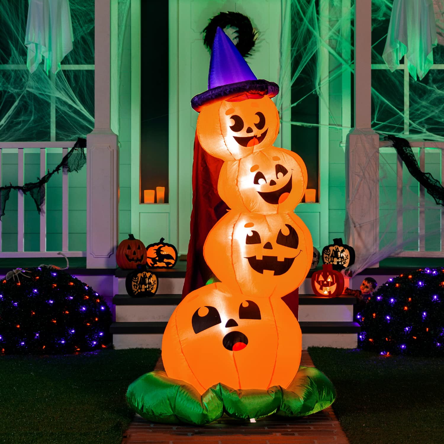 Joiedomi 6ft Halloween Outdoor Decor Inflatable Stacked Pumpkins With