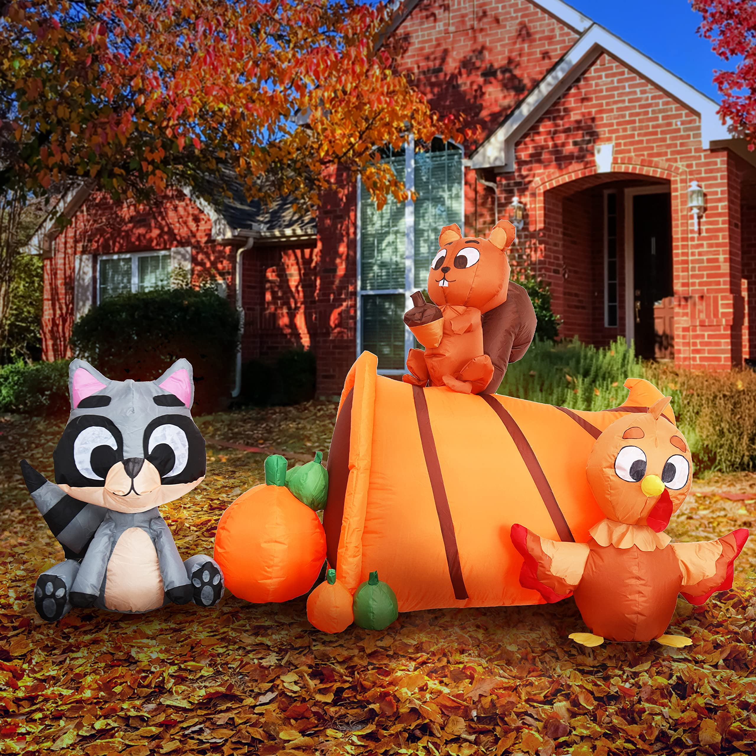Joiedomi 7 FT Long Inflatable Woodland Animals with Cornucopia with ...