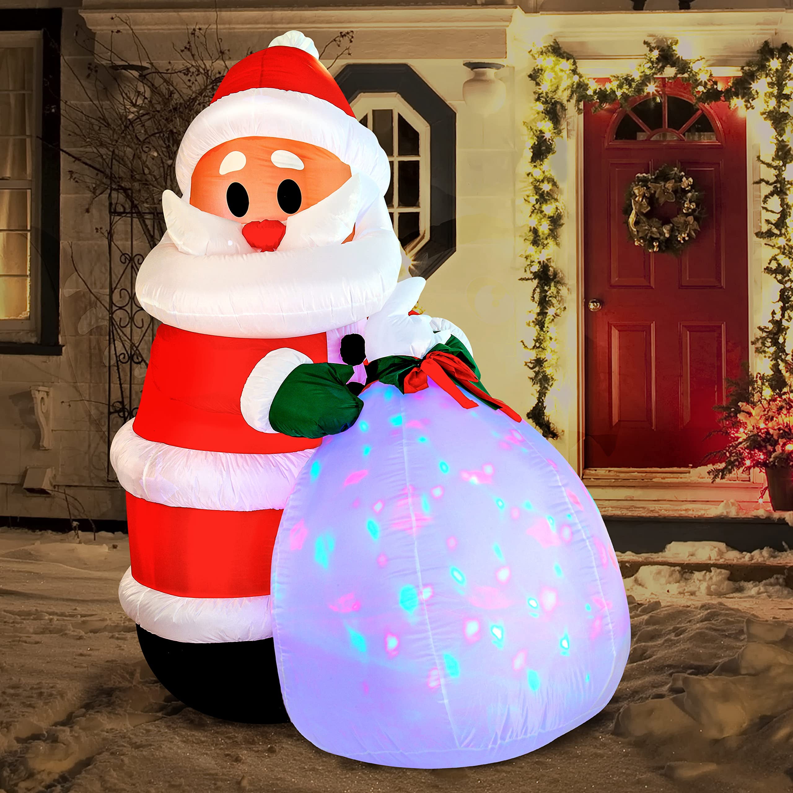 Joiedomi 8 FT Christmas Inflatable Santa with Gift Bag Decoration with ...