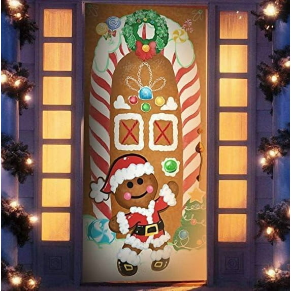 Joiedomi Christmas Gingerbread Door Cover Window Banner Front Door ...