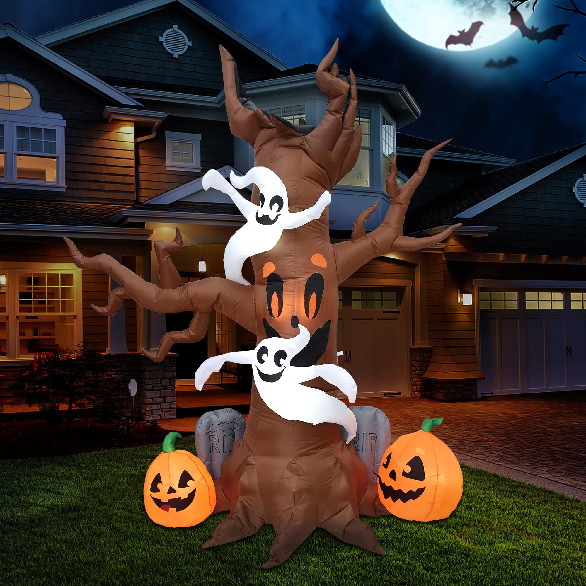 Joiedomi Halloween 8 FT Inflatable Scary Tree with Build-in LEDs Blow ...