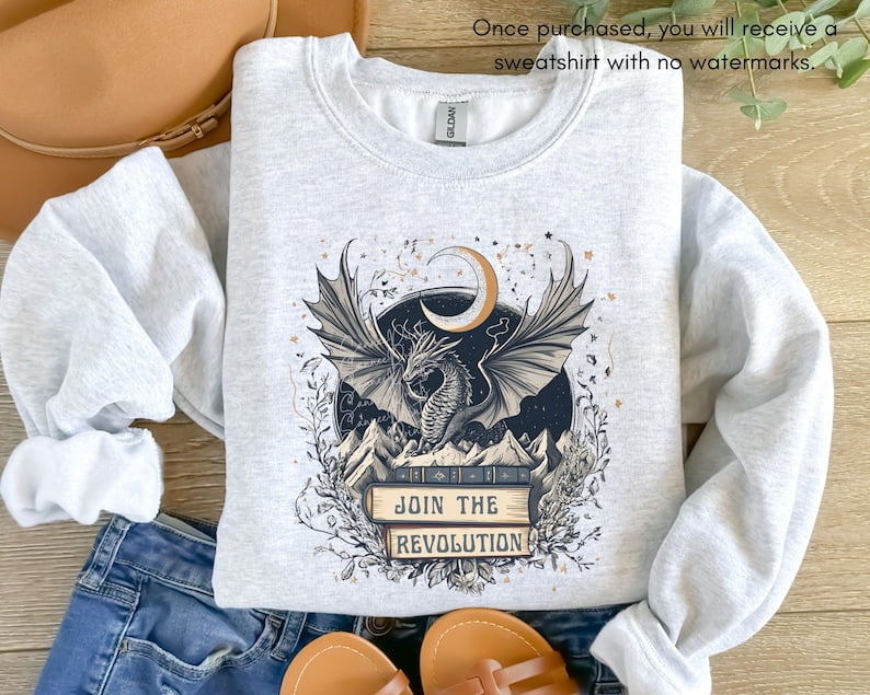 Join the Revolution Book Dragon Sweatshirt, Unisex Sweatshirt Bookish ...